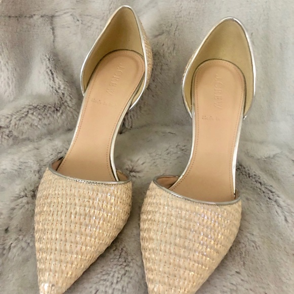J. Crew | Shoes | Jcrew Nude Rattan Heels Silver Detail Size 65 | Poshmark
